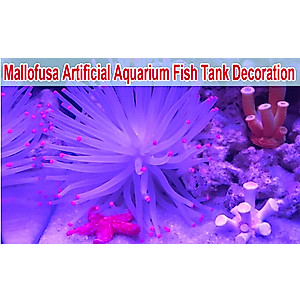 Mallofusa Artificial Aquarium Fish Tank Decoration Silicone Sea Anemone Artificial Fish Tank Ornament Decoration (White)