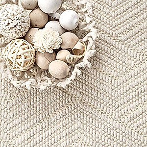 nuLOOM Suzanne Natural Textured Wool Area Rug, 4' x 6', Cream