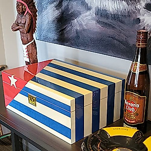 Cigar Star Gabeto Handmade Cigar Humidor with Boveda Packs, and Digital Hygrometer, Spanish Cedar Lined Cigar Box Set with Storage Tray and Air flow rack, Great Gift for Fathers