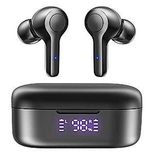 MOZOTER Bluetooth 5.3 Wireless Earbuds,Deep Bass Loud Sound Clear Call Noise Cancelling with 4 Microphones in-Ear Headphones with Wireless Charging Case Compatible for iPhone Android,Workout