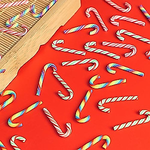 HADDIY Christmas Mini Candy Canes Decorations,60 Pcs Polymer Clay Canes Miniature Fake Candy Charms for Dollhouse Craft and Embellishments-No Hole
