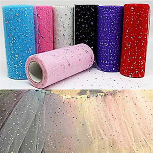 Glitter Sequin Tulle Roll Wedding Decoration Organza DIY Birthday Party Supplies Fabric Spool Tulle Tutu Dress 25 Yards x 6 inches (Red)