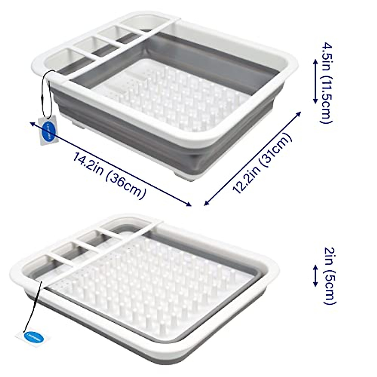 Casaphoria Collapsible Small Dish Dryer Foldable Dish Drying Rack Large Dishes Over The Sink for Kitchen Counter Plate Rack,Plastic Portable Dinnerware Organizer-Space Saving Kitchen Storage Tray