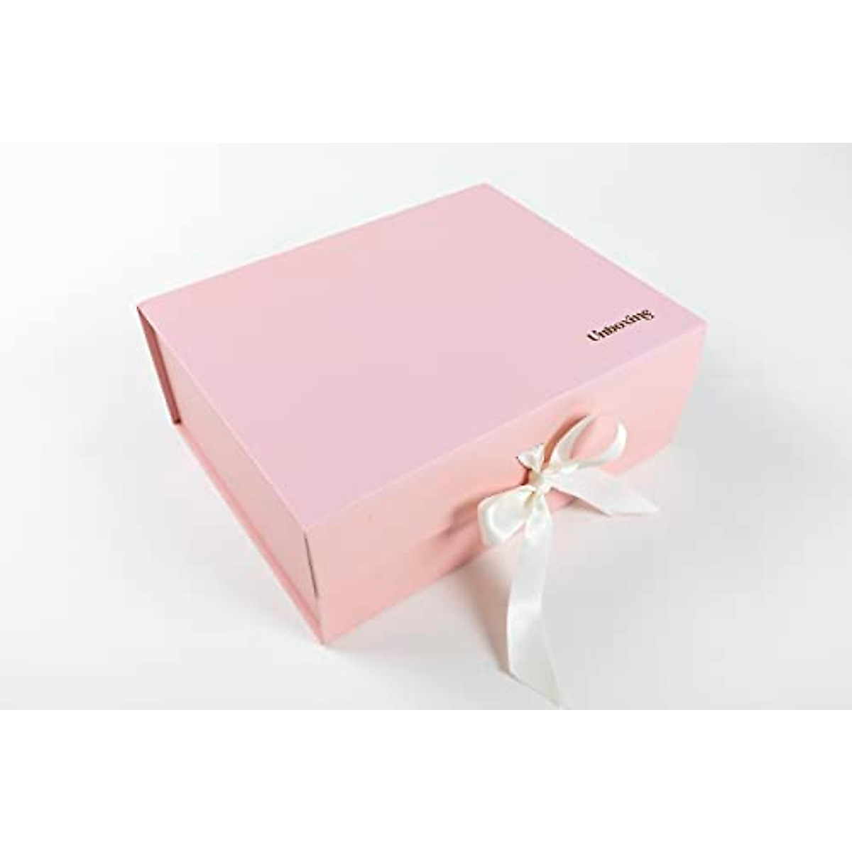 Unboxme Pink Luxury Gift Box - 10.5x 8.5 x 4.2 Inches-with Satin Ribbon | Matte Textured Finish Box for Wedding Christmas-Bridal and Baby Shower Gifts