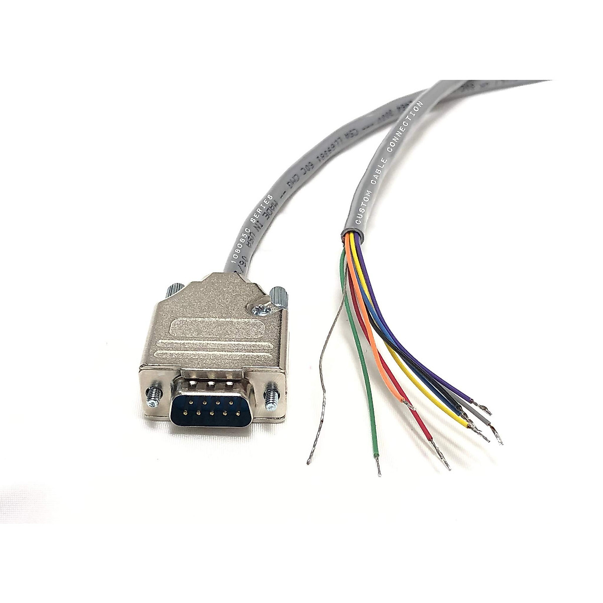 100 Foot DB9 Male to Blunt End RS232 Extension Serial Cable - 24 AWG with Grey PVC Jacket - Made in USA by Custom Cable Connection
