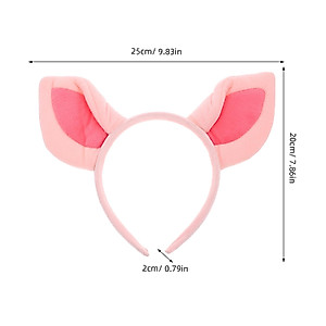 PRETYZOOM Costume Headband, Pink Pig Ear Headband, Animal Ear Plush Headband, Farm Party Halloween Piggy Headband for Girls