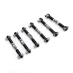 Okuyonic Servos Link, Adjustable RC Tie Rod 47mm 6pcs for Redcat 1/10 RC Car(Black)
