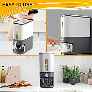 20 Lbs Rice Dispenser, Large Dry Food Container With Lid, Rice Storage Container With Measuring Cylinder, Cereal Dispenser Moisture Proof Household Food Dispenser Bucket, Kitchen Orgainzation Pantry Strore for Dry Food
