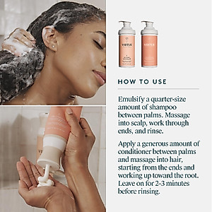 Virtue Curl Sulfate Free Shampoo and Conditioner Set with Jojoba Oil for Curly Hair with Frizz Control, Color Safe, 17 Fl Oz Each