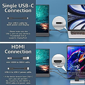 WESTHOD 12" Laptop Monitor Extender, Portable Monitor for Laptop HDMI USB C Portable Screen Extender FHD IPS, Display Travel Gaming Monitor, External Monitor for Laptop PC Mac Phone PS4 Xbox Switch