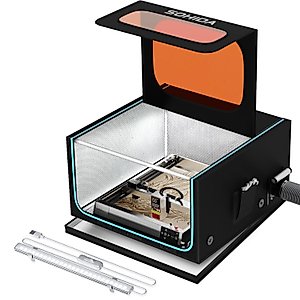Laser Engraver Enclosure with Removable Bottom Bracket, Dust&Smoke Proof Laser Cutting Enclosure Tent with LED Strip, Fan and Pipe for Engraving Work