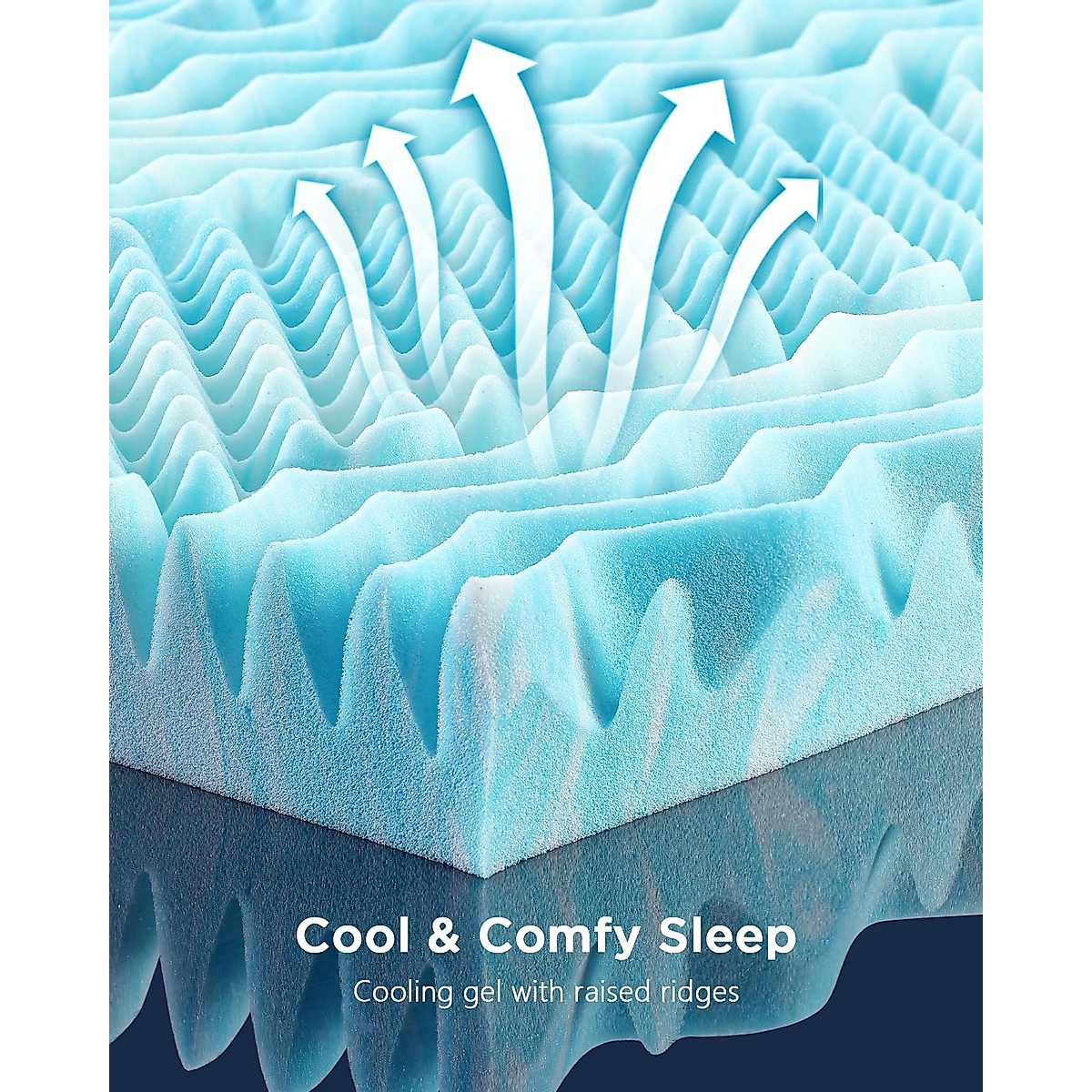 PERLECARE 3-Inch 7-Zone Queen Memory Foam Mattress Topper, Cooling Gel Mattress Topper with Airflow Channels, CertiPUR-US Certified Cooling Mattress Topper for Body Pressure Relief