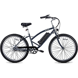 Hurley Electric Bikes Kickflip Beach Cruiser Single Speed E-Bike (Navy, Medium / 16 Fits 5'4"-6'1")