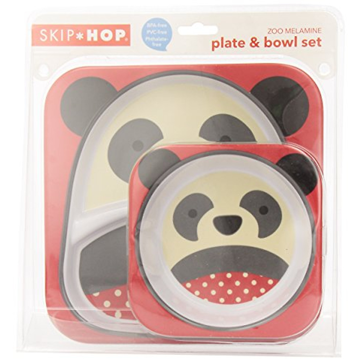 Skip Hop Baby Zoo Little Kid and Toddler Feeding Melamine Divided Plate and Bowl Mealtime Set, Multi Pia Panda