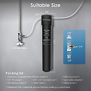 Waterdrop 17UB 3 Years Under Sink Water Filter, Under Sink Water Filtration System, NSF/ANSI 42 Certified, Reduces PFAS, PFOA/PFOS, Lead, Under Sink Water Filter with Faucet, 24K Gallons