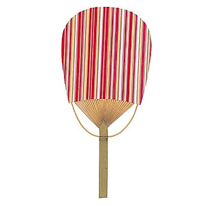 Shikoku Dan Fan, Uchiwa, Unisex, Paper Sticking, Small Size, Shimashima, Peach, 6.9 x 15.0 inches (17.5 x 38 cm)