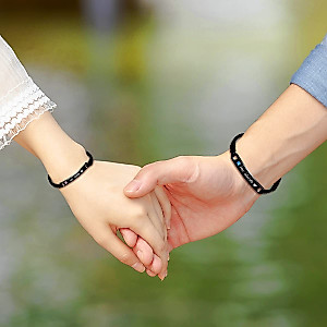 Uloveido 2pcs His Crazy Her Weirdo Bracelets Set for Couples Handmade Braided Black String Couples Bracelets for Boyfriend Girlfriend Men Women Birthday Valentine's Day Gift Y781