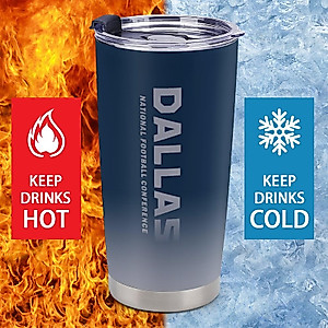 Custom Dallas Tumbler 20oz Stainless Steel with Lid & Straw Personalized Football Fans Gifts for Women Men Travel Cup Insulated Tumbler Add Name Number