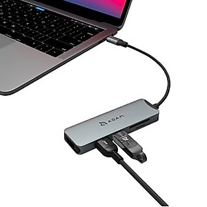 ADAM elements USB-C Gen2 Hub/Laptop Docking Station – CASA Hub A05 5in1 Multiport Adapter for Mac & PC Series - USB-A 3.1 Gen2 x2, HDMI, SD & microSD Card Reader