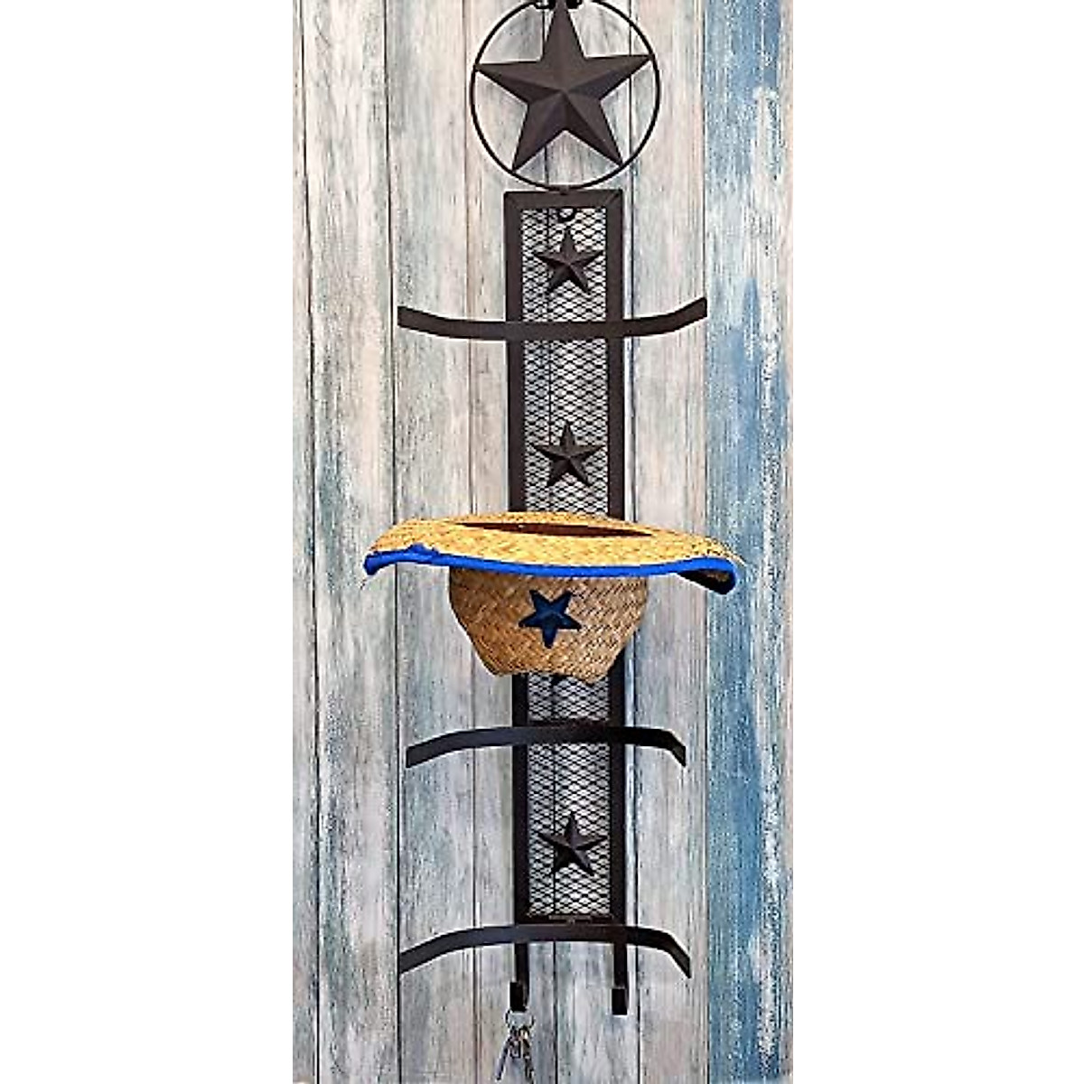 BestGiftEver Metal Star 4 Cowboy Hat Rack Fold-Up Wall Hanging Decoration Rustic Western Style