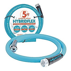 Aqua Joe AJPGH05-PRO 5/8-Inch HYBRIDFLEX Lead-in Hose, 5/8-Inch x 5-Foot, 500 PSI Burst Rating