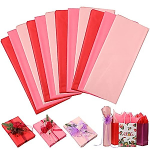 120 Sheets Valentine's Day Tissue Paper Gift Wrapping Crafts 20 x 26 Inches Assorted Tissue Paper for Gift Boxes Crafts DIY Birthday Wedding Party Favors, 40 Per Color (Red Rose Pink)