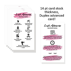 Wanyeer Lash Extension Aftercare Instructions Cards, 50 Pack Double Sided Printing 3.5 x 2 inches inch Business Card Size, AfterCare Card, Lash Care Card, White with Pink Watercolor Design