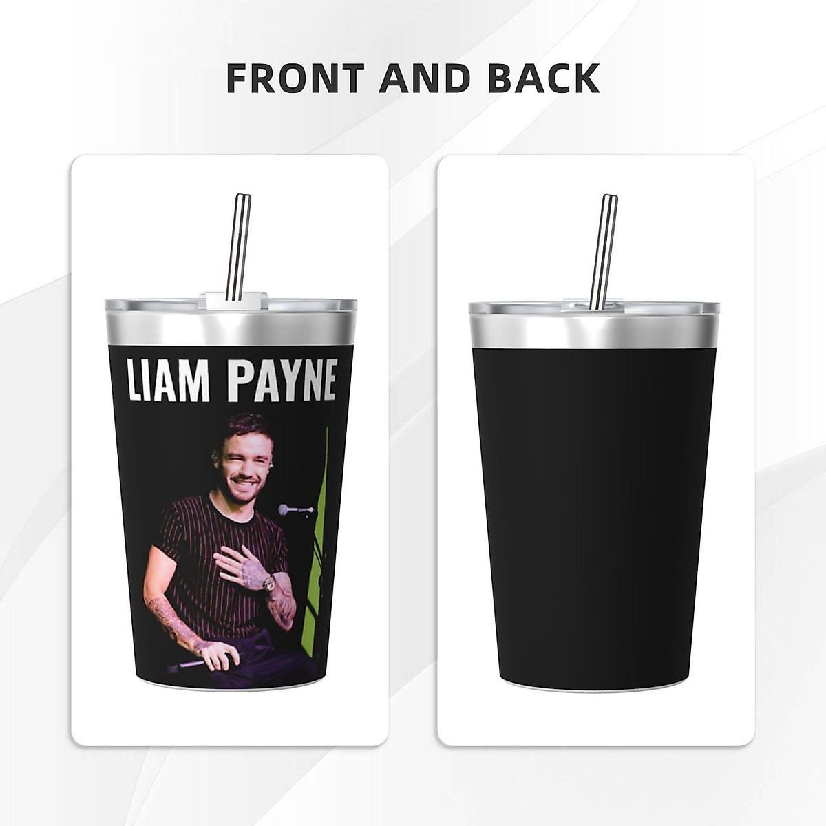UALWORY Liam Music Payne Tumbler Cup 12oz Travel Coffee Mug with Lid and Straw Stainless Steel Insulated Mugs