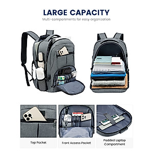 LOVEVOOK Travel Laptop Backpack Waterproof Anti Theft Backpack with Lock and USB Charging Port Large Computer Business Backpack for Men College Backpack (17 inch,DarkGrey