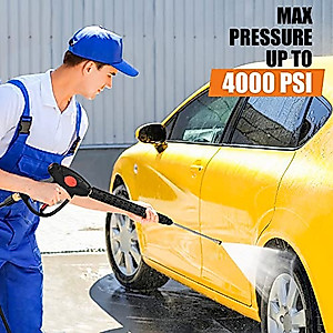 WXMECH Pressure Washer Gun with Extension Wand Replacement 4000 PSI High Power Washer Gun 41 Inch Adjustable Length with M22 14mm or M22 15mm Fitting 5 Nozzle Tips with Nozzle Holder