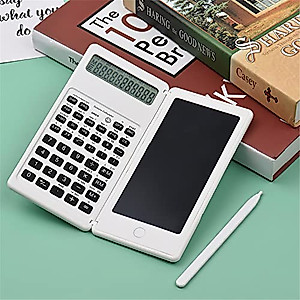 Scientific Calculator, Collapsible Engineering Calculator with Erasable Writing Tablet,10-Digit LCD Display Pocket Calculator for School Office Meeting Rooms Construction Financial(White)