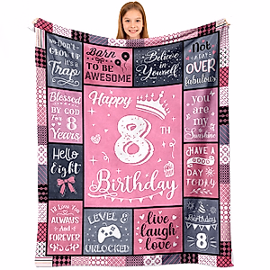 NORGOPRON 8 Year Old Girl Birthday Gift, Birthday Gifts for 8 Year Old Girl, 8th Birthday Gifts for Girl, Birthday Present for 8 Yr Girl, Birthday Gifts for Girls Age 8 Throw Blanket 50"X60"