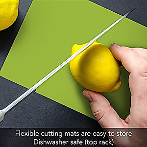 Cut N' Funnel Citrus Berry Non-Slip Flexible Plastic Cutting Board Mats 3 Pack of Assorted Sizes & Colors Made in the USA BPA Free Dishwasher Safe