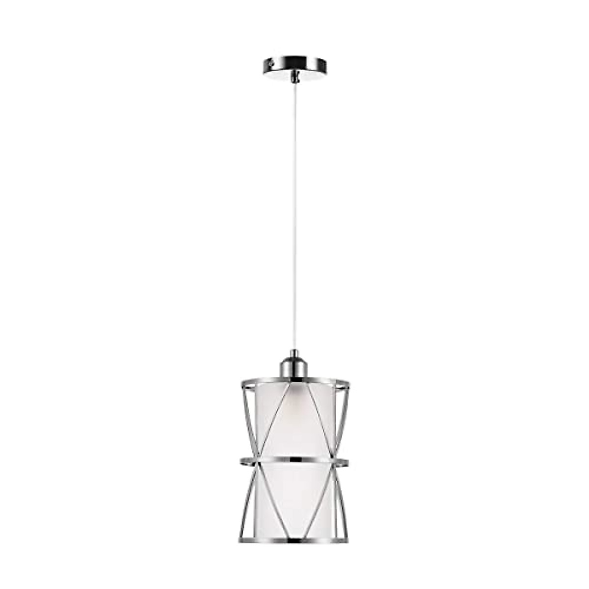 KLOSM Modern Mini Pendant Light in Brushed Nickel Finish with Frosted Glass Shade 1-Light Adjustable Cylinder Pendant Lighting Fixture for Kitchen Island Sink Dining Room Counter Farmhouse