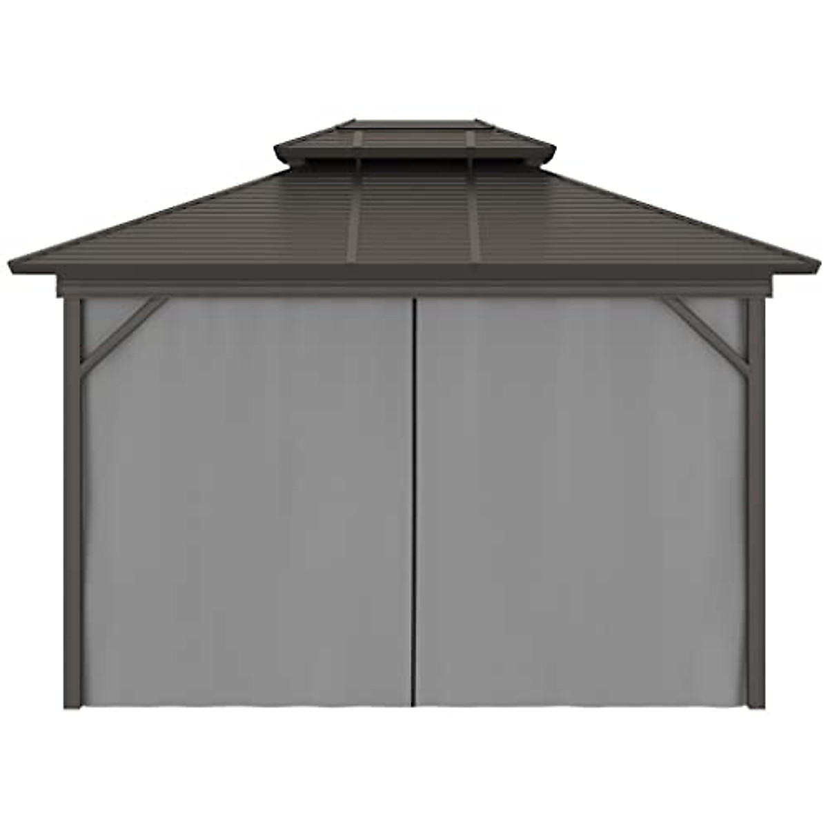 Generic 10 X12 Hardtop Gazebo Aluminum Frame Gazebo,Permanent Metal Roof W/Curtains Netting for Patio Lawn and Garden, Grey