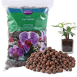 Natural Organic Clay Pebbles, 5LBS 8mm-18mm Expanded Leca Balls Plant Garden Soil, Grow Media for Hydroponics, Decoration, Aquaponics, Gardening Essentials
