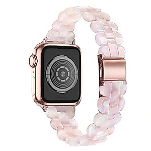 Secbolt Band Compatible with Apple Watch Band 38mm 40mm 41mm Women, Slim Resin Bracelet for iWatch Series 8/7/6/5/4/3/2/1/SE, Pinkish White
