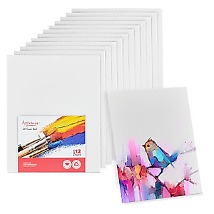 Artlicious 12 Canvas Panel Boards (8 inch x 10 inch) for Painting with 30 Paint Brushes