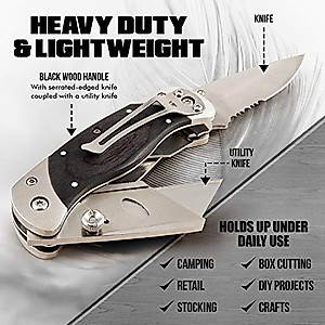 Folding Utility Knife Men's Gift | Pocket Knife Set for Him Box Cutter Folding Work Knife | Heavy Duty W/Belt Clip