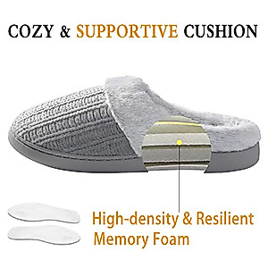 Amazon Essentials Women's Warm Cushioned Slippers for Indoor/Outdoor Grey, Size 6