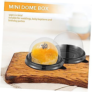 TIDTALEO 100pcs Clear Gift Box Plastic Container Paper Cups with Lids Mini Cake Dome Mini Containers Mini Cupcake Container Egg Yolk Tray Small Cake Moon Cake Clamshell Mini Paper Cups
