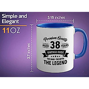 Bubble Hugs 38 Birthday 2Tone Blue Mug 11oz - aged 38 years vintage dude - Turning 38 38th Birthday Born in 1985 Dirty Thirty Gifts Work Bestie