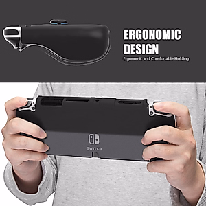 HEATFUN Switch OLED Grip Case Dockable, Ergonomic Switch OLED Grip Case Black