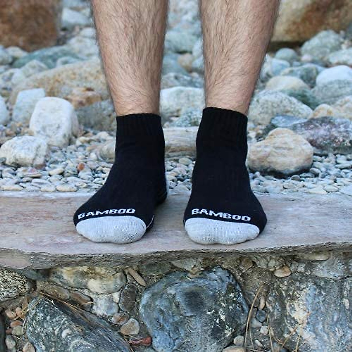 Premium Bamboo Crew Work Socks- Quarter High Moisture Wicking, Odor Eliminating Black Quarter Crew Socks for Men Size 9-12 - 3 Pair