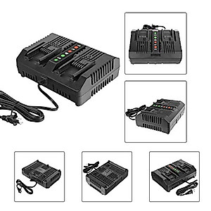 Cell9102 Replacement 2Packs Worx 20V Battery and Charger Starter Kit， WA3520 Lithium Battery and Dual Port 2 Hour Charger WA3875 Compatible with Worx 20-Volt Cordless Power Tools
