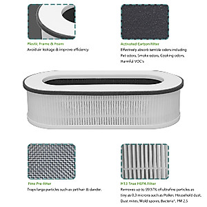 RP-AP068 True HEPA Replacement Filter, Compatible with RENPHO Air Purifier RP-AP068 RP-AP068W RP-AP068B RP-AP068-F2 Filter, 2Pack