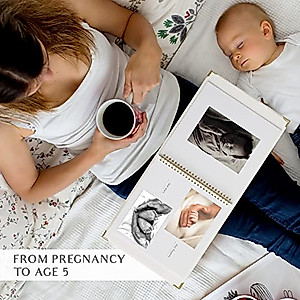 Keepsake Baby Memory Book for Boys and Girls – Timeless First 5 Year Baby Book – Gender Neutral Linen Baby Journal Scrapbook or Photo Album - A Milestone Book to Record Every Event from Birth to Age 5