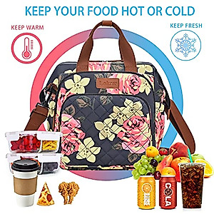 LOKASS Lunch Bag Convertible 3 in 1 Lunch Box Insulated Lunch Backpack Tote Cooler Box Large Capacity Food&Drink Container with Detachable Strap for Women office Beach (Peony)