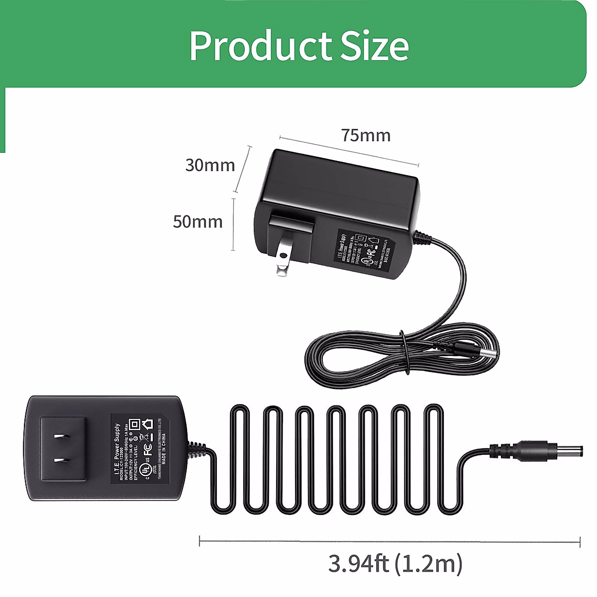 Security-01 AC to DC 12V 3A Power Supply Adapter 5.5mm x 2.1mm for CCTV Camera DVR NVR UL Listed FCC