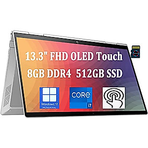 HP Envy X360 13 2-in-1 Laptop I 13.3" Full HD OLED Touchscreen I 11th Gen Intel 4-Core i7-1195G7 I 8GB DDR4 512GB SSD I Backlit Fingerprint Thunderbolt Fast Charge Win11 Pro + 32GB MicroSD Card